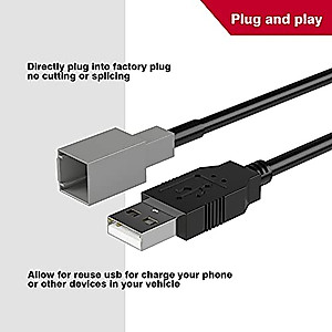 RED WOLF Car Radio Stereo Retain OE Factory USB Port Retention Harness Wiring Cable Adapter for Toyota 2012-2018, Lexus 2013-2015, Subaru 2013-2016, Honda 2015-2019