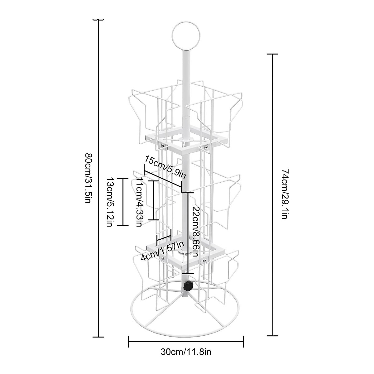 Rotating Greeting Card Rack, 3 Tier Greeting Card Display Stand, Card Display Stand, Card Holder Stand, Greeting Card Rack Holder Display, Card Display Rack, Card Rack Display Stand (12 pockets-White)