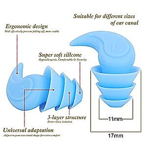 Ear Plugs for Sleeping, Noise Canceling earplugs, Reusable Flexible Silicone, 3 Colors Waterproof Noise Reduction Ear Plugs for Swimming, Concerts, Airplanes(BlackPinkBlue)