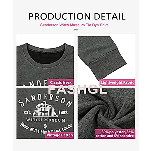 FASHGL Sanderson Witch Museum Sweatshirt Womens Halloween Pullover Shirt Casual Lightweight Long Sleeve Shirt Gray