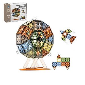 Jofarstep Magnetic Tiles 55 Pcs Set for Kids 3D Magnet Building Blocks Educational STEM Toys for Kids Preschool (55 PCS)