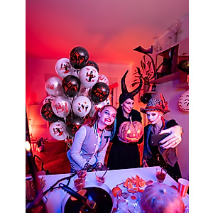 Scary Halloween Balloons,12 Inch Bloody Balloons,Horror Balloons with Blood Handprint,Scary Halloween Decorations for Zombie Vampire,Haunted House, Horror Party Supplies (Scared Style)