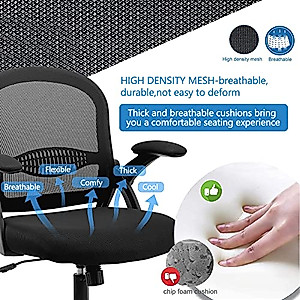 Mesh Office Chair Ergonomic Desk Chair Mid Back Mesh Computer Desk Chair with Lumbar Support Flip up Arms Adjustable Rolling 360° Swivel