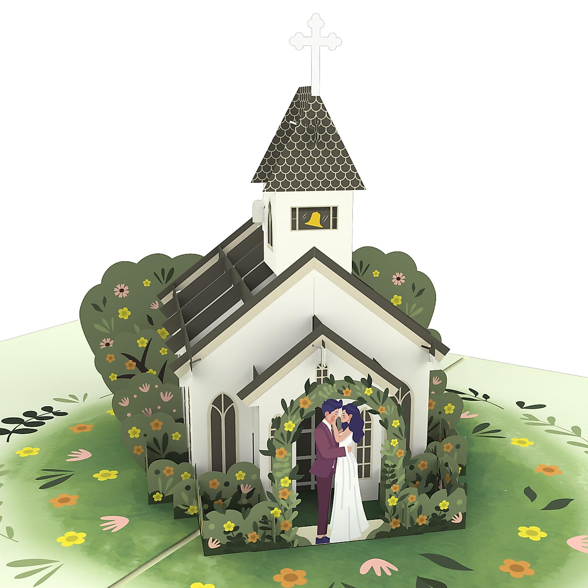 Rykamia Church Pop Up Wedding Card, Blank Church Wedding Card, Religious Wedding Card, Church Card For New Couple, Church Wedding Gift, Wedding Cards For Bride And Groom, Christian Card For Couple