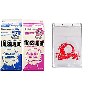 Concession Essentials - CE Floss Sugar & Perfect Stix Concession Essentials CE Cotton Candy Bags-100 Cotton Candy Bags, 0.5" Height, 18" Width, 12" Length (Pack of 100)