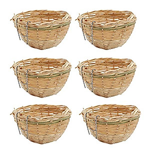 Fenteer 6X Canary Nest Pans Bamboo Cages Hanging Caves for Breeding Nesting Behavior - 6pcs