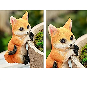 OXSNice Miniature Fairy Garden and Terrarium Flower Pot and Vase Hugger Ornaments Flower Animal Pots Hanging Garden Flower Pots Balcony Pendant Ornaments (Little Fox)