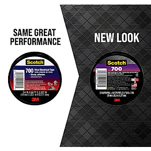 Scotch Vinyl Electrical Tape, Black, 3/4-in by 66-ft, 1-Roll