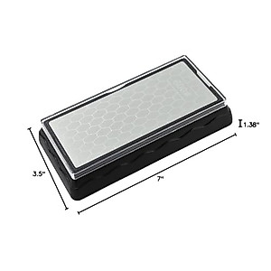 Double-sided Diamond Sharpening Stone,YCAMMIN Knife Sharpener Stone diamond sharpener Honeycomb Surface Plate with Non-slip Base for Scissors Knives Outdoor Kitchen Sharpen Tools (600/1200 Grit)