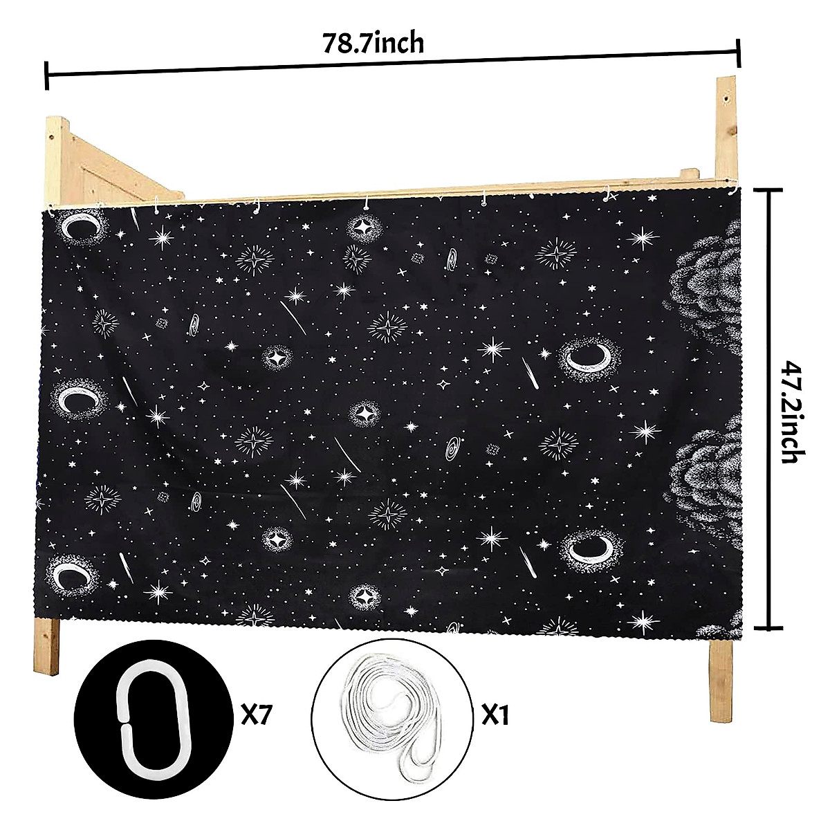 MioCloth Bunk Bed Curtains Dormitory Room Lightproof Decorative Roomate Privacy Cover Canopy Photo Background Decor Backdrop Blackout Curtain Star