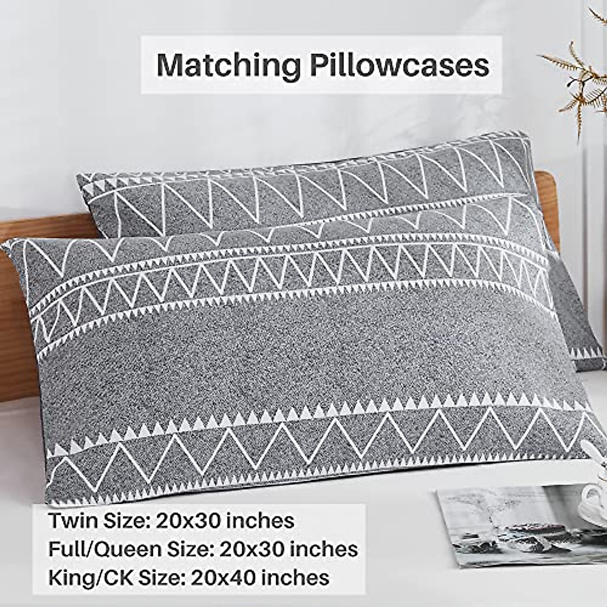 Atarashi Grey Comforter Set Twin, Soft Microfiber Reversible Gray Boho Down Alternative Comforter Set for Twin Bed- 2 Pieces (1 Solid Comforter + 1 Pillowcase), Bedding Duvet Set 66"x 90"