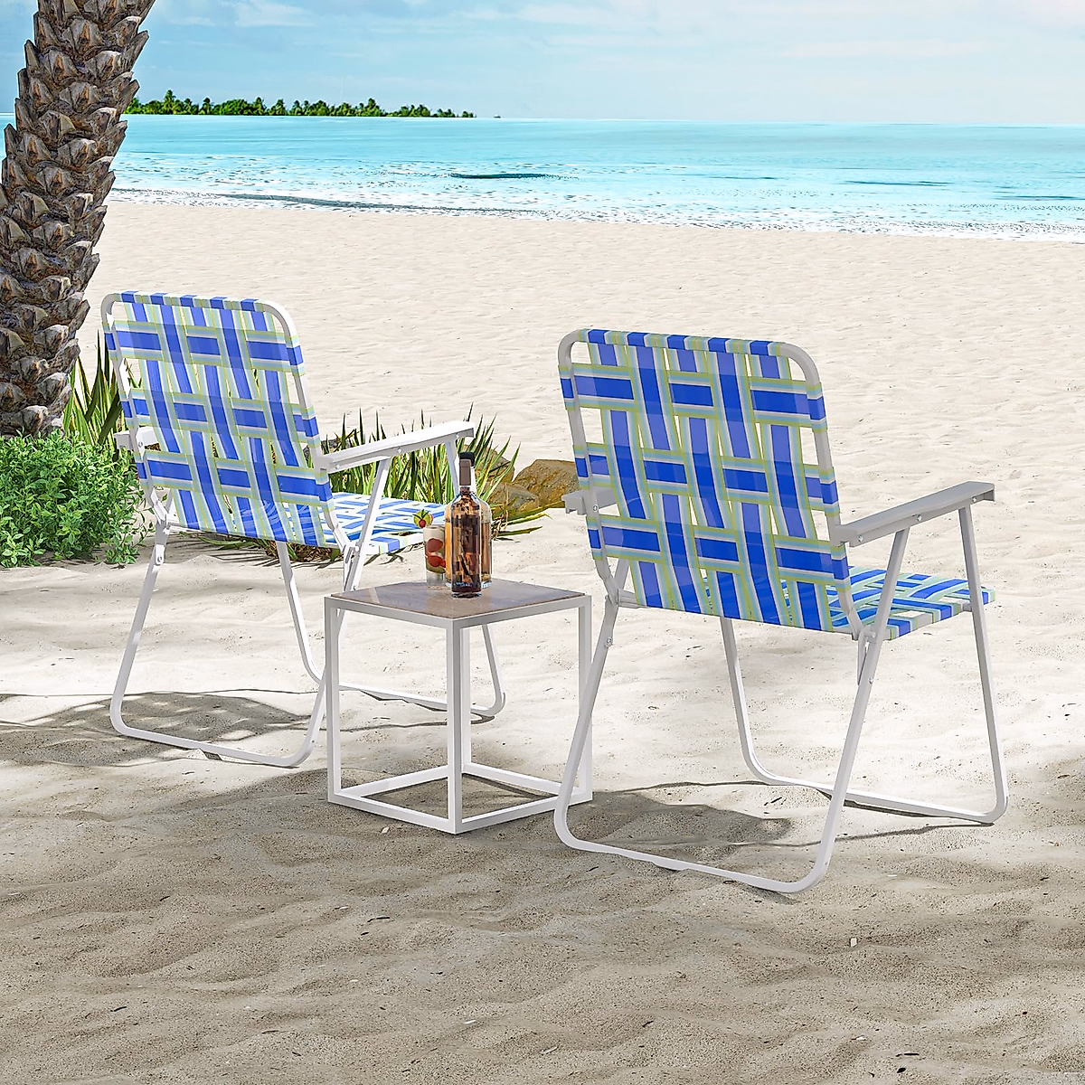 Tangkula Folding Lawn Chairs Set of 6, Portable Webbed Chairs with Webbing Seat & Back, Widened Armrests, Heavy Duty Metal Frame, Lightweight Patio Dinning Chairs for Yard, Camping, Poolside, Beach