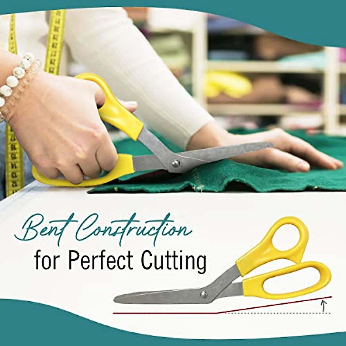 Scissors, Scissors All Purpose, 2 Pack Fabric Scissors, Bent Scissors 8 Inch Sewing Scissors Yellow Scissors