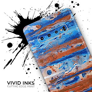 DesignSkinz Abstract Wet Paint Rustic Blue Protective Vinyl Decal Wrap Skin Cover Compatible with The Samsung Galaxy S20 (Screen Trim & Back Glass Skin)
