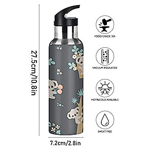 Cute Koala Water Bottle Kids Stainless Steel Vacuum Insulated Water Flask Sandard Mouth Bottle with Wide Handle