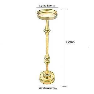NewRidge Home Goods Dapper Glam 6in. Round Martini, Set of 2, for Small Spaces and Living Room End, Side, Drink Table, 5.74" Lx5.74 Dx25.99 H, Brass