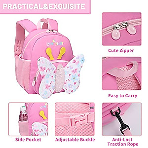 DNSHAN 3D Animal Toddler Bag Girls Boys, Preschool Kindergarten Daycare Nursary Travel Mini Toddler Bookbag with Anti-Lost Safety Rope,School Bag for Baby Girl Boy 2-4 Years