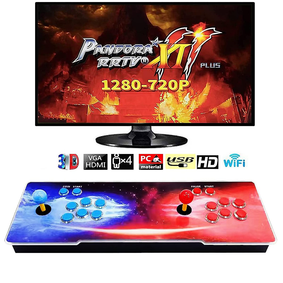 【20000 Games in 1】 Download Function 3D Pandora's Box, 3D Arcade Game Console Support Download Add Extra Game, 3D Game, 1280x720 Full HD, Search/ Save/Pause Game, 4 Players Online Game