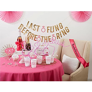 GREAWOD 12pcs Glitter Bachelorette Party Decorations Straws, Bride party Favors Bridal Shower Wedding Engagement Party Decorations,1 Pink Glitter Bride Straws And 11 Pink Glitter Diamond Ring Straws