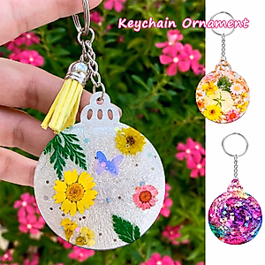 Juome Christmas Resin Molds Silicone, 4 Pcs Christmas Ornaments Round Shape Pendant Epoxy Resin Molds, DIY Crafts Jewelry Keychain Making Christmas Decorations