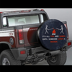 BANRBKHLE All Fun and Games Until Funny Spare Tire Cover Polyester Fiber Waterproof Dust-Proof Universal Spare Wheel Tire Cover Fit for Jeep,Trailer, Rv, SUV and Many Vehicle 14" 15" 16" 17"