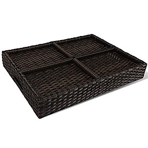 Outdoor/Indoor Hand Woven PE Rattan Large Serving Tray (Espresso)