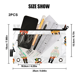 MCHIVER Christmas Nutcracker Pencil Pouch for 3 Ring Binder Pencil Case with Zipper Clear Window Binder Bag for Daily Office 2 Pack
