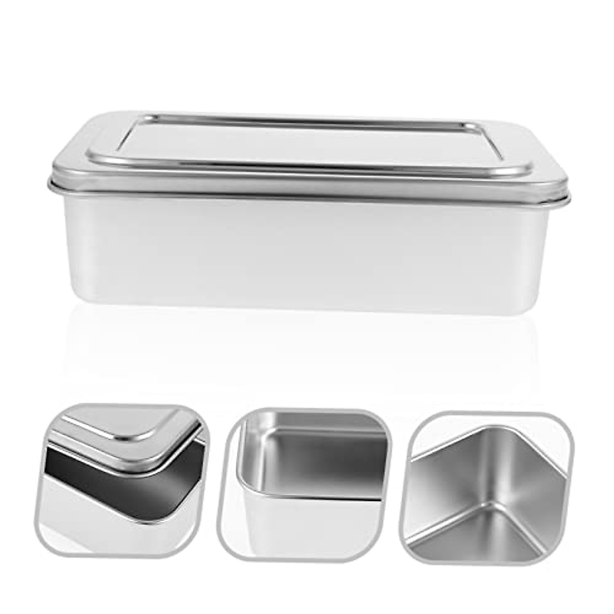 HOMSFOU Box Covered Baking Tray Bread Oven Bread Loaf Pans for Baking Stainless Steel Cake Pan Oven Box for Restaurant Bread Oven Box Bread Oven Tray Silver Metal Dish Stainless Steel