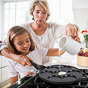 KRETAELY Nonstick Pancake Pan Pancake Griddle With 7-mold Design Mini Pancake Maker With 100% PFOA Free Coating-black