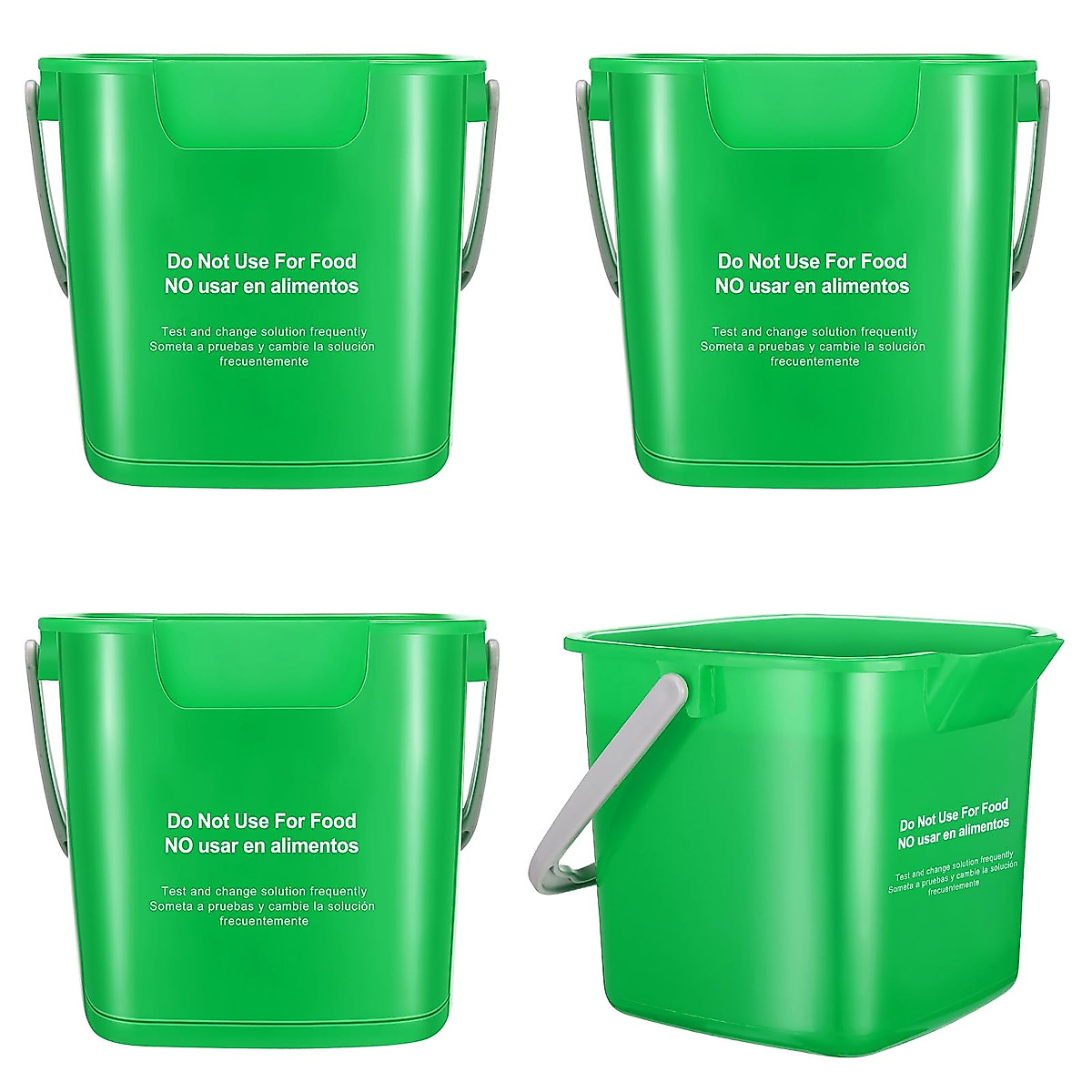 Yaomiao 4 Pcs Cleaning Bucket 3 Quart Small Sanitizing Square Bucket Detergent Pail with Measurements Spout and Handle for Home Commercial Use Restaurant Kitchen Office School (Green)