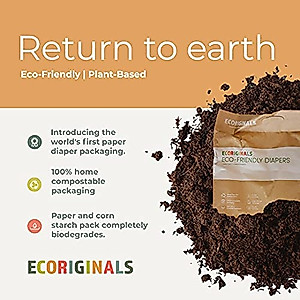 Ecoriginals Eco Disposable Diapers | Crawler Size 3, 13-24lbs | 6 Pack, 144 Count | Plant-Based, Non-Toxic