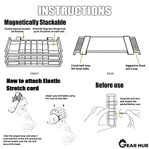 Gear Hub Bit Holster | NEW and IMPROVED Magnetic Drill Bit Holder and Organizer - Holds 10 Bits & 20 Screws - Attaches to Drill, Belt, or Any Metal Surface