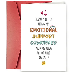Coworker Birthday Card, Funny Coworker Thank You Card, Emotional Support Coworker Card, Birthday Card for Colleague