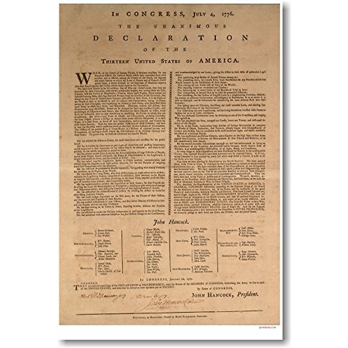 1776 U.S. Declaration of Independence - Poster