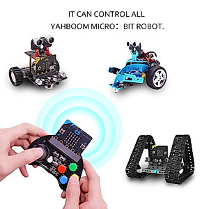 Yahboom Micro Bit Robotic Control Handle Game Joystick STEM Education Graphic Compatible with Micro:bit V2 V1.5 for Kids (Without Microbit) (Handle Without microbit v2)