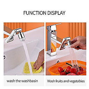 1440° Multifunctional Rotating Splash proof Filter Extender Faucet Aerator 2 Water Outlet Modes Swivel Robotic Arm Adapter for Bathroom Kitchen
