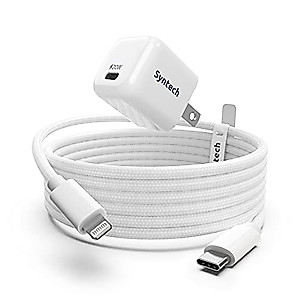 iPhone Fast Charger Apple MFi Certified, Syntech 20W USB C Wall Charger Block Ultra-Compact Charger with 6.6ft USB C to Lightning Cable, Compatible with iPhone 14/14 Pro/13/12/11/XS/XR/X/iPad/AirPods