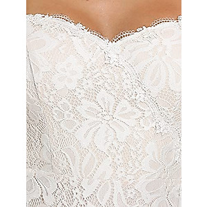 Ever-Pretty Womens Open Back Lace Floor Length Bridal Dress with Long Lace Trian White US6