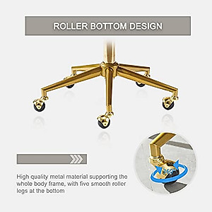 Qtivii Velvet Home Office Chair, Modern Office Chair with Gold Base, Home Office Desk Chair for Living Room, Bedroom, Vanity, Study (Beige)