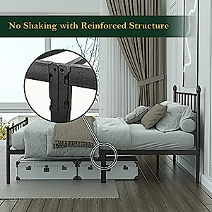 UYUK Queen Size Metal Bed Frame with Headboard, Large Storage Space Under The Bed, Heavy Duty Easy Assembly