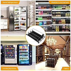 Drink Dispenser for Fridge, Jhua Self-Pushing Soda Can Dispenser for Refrigerator with Automatic Pusher Glide, Width Adjustable Drink Organizer for Fridge, Soda Can Organizer for Beer, Pop Can, 3 Row
