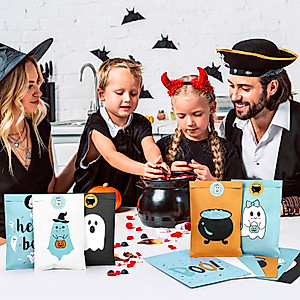 FHzytg 48Pcs Halloween Boo Party Favor Bags, Blue Halloween Ghost Candy Bags Halloween Party Gift Bags for Girl Boy Halloween Spooky Birthday Decorations Boo Baby Shower Happy Boo Day Decorations