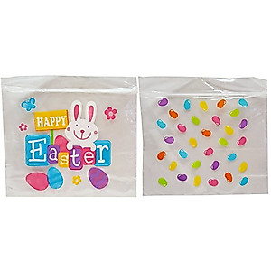 Regent Products Corp Set of 200 Easter Zipper Bags with Easter Bunny, Egg, and Jelly Bean Designs! 6.5"x5.86" - 2 Designs!