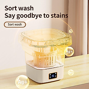 Rehomy 9L Folding Portable Washing Machine Digital Display Mini Washer and Dryer Combo for Underwear Socks Baby Clothes Towels