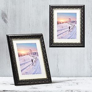 MEIGIX Home 8x10 Frame with High Definition Glass Surface, Anti-Wood Matt Frame, Display Picture 6x8 with Pad or 8x10 without Pad, for Wall or Desktop Display (Barocco Black)