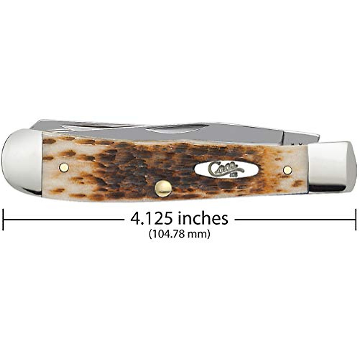 Case XX WR Pocket Knife Trapper With Genuine Bone Handle, Carbon Steel Blade(s), Length Closed: 4 1/8 Inches (Amber Bone)