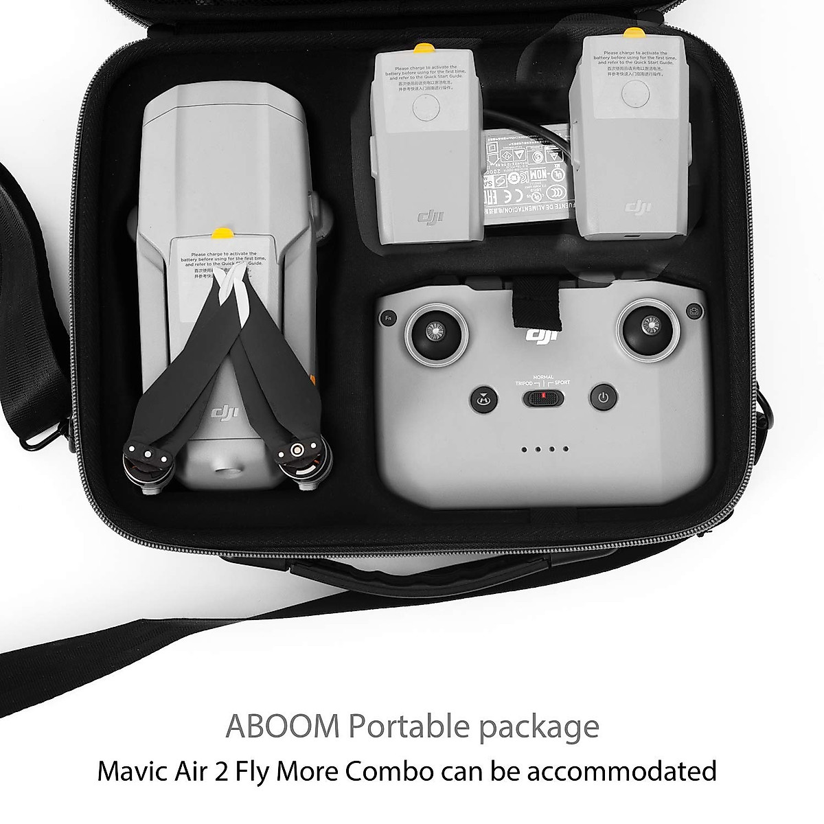 ABOOM Travel Case for DJI Mavic Air 2, Ultra Sturdy and Durable, Fit for Batteries - Battery Charger - Remote Controller and Other Accessories
