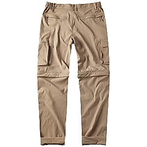 Gash Hao Mens Hiking Convertible Pants Outdoor Waterproof Quick Dry Zip Off Lightweight Fishing Pants（Khaki 34X30）
