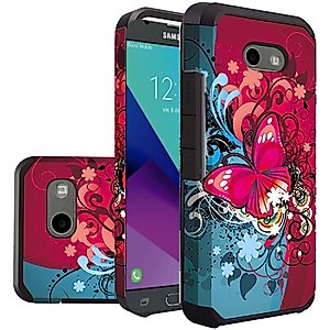 [Storm Buy] Butterfly Series Sturdy Durable Phone Case for Samsung Galaxy J3 (Red, Butterfly Pattern, Matte Finish)