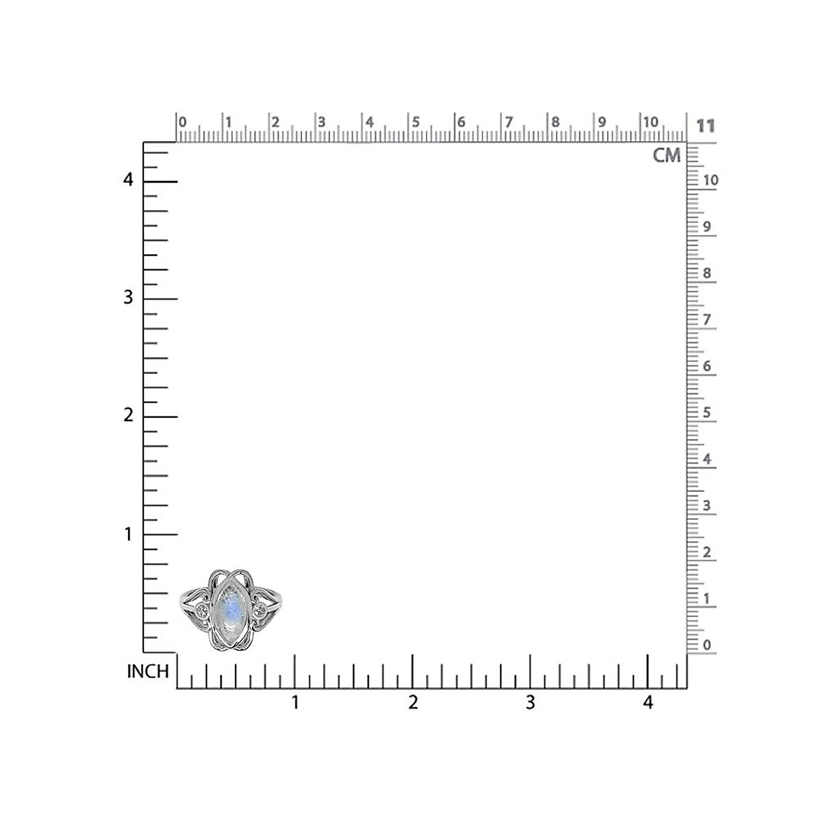 Silvershake 14X7mm Natural Marquise Shape Moonstone 925 Sterling Silver Victorian Swirl Style Ring Size 10